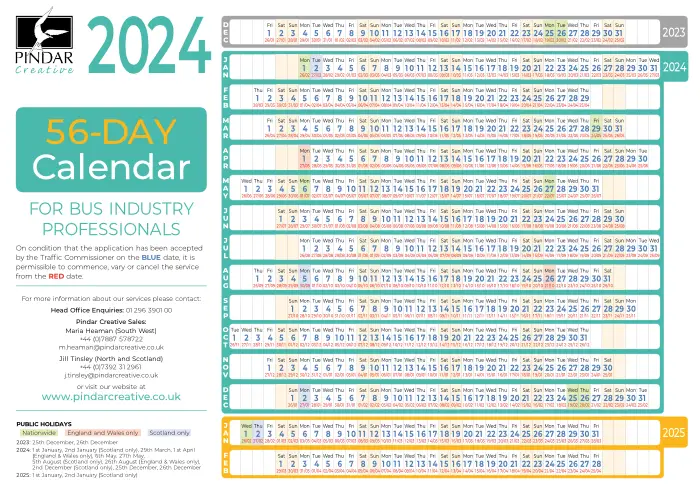 2024 56-Day Calendar by Pindar Creative (Travel Information Publicity ...